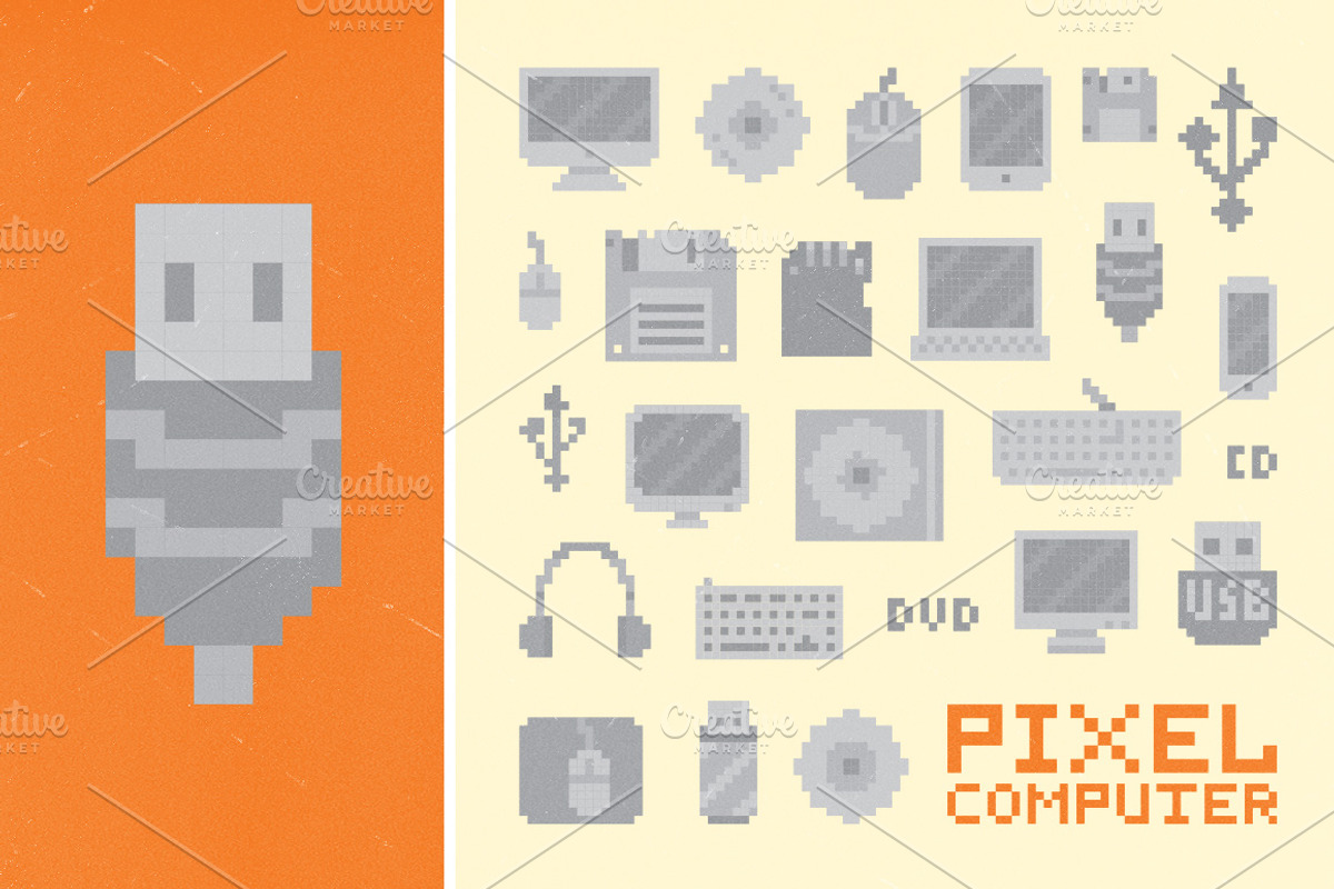 Pixel computer set, an Icon by Dmitriylo