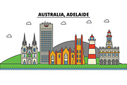 Australia, Adelaide. City skyline: architecture, buildings, streets ...