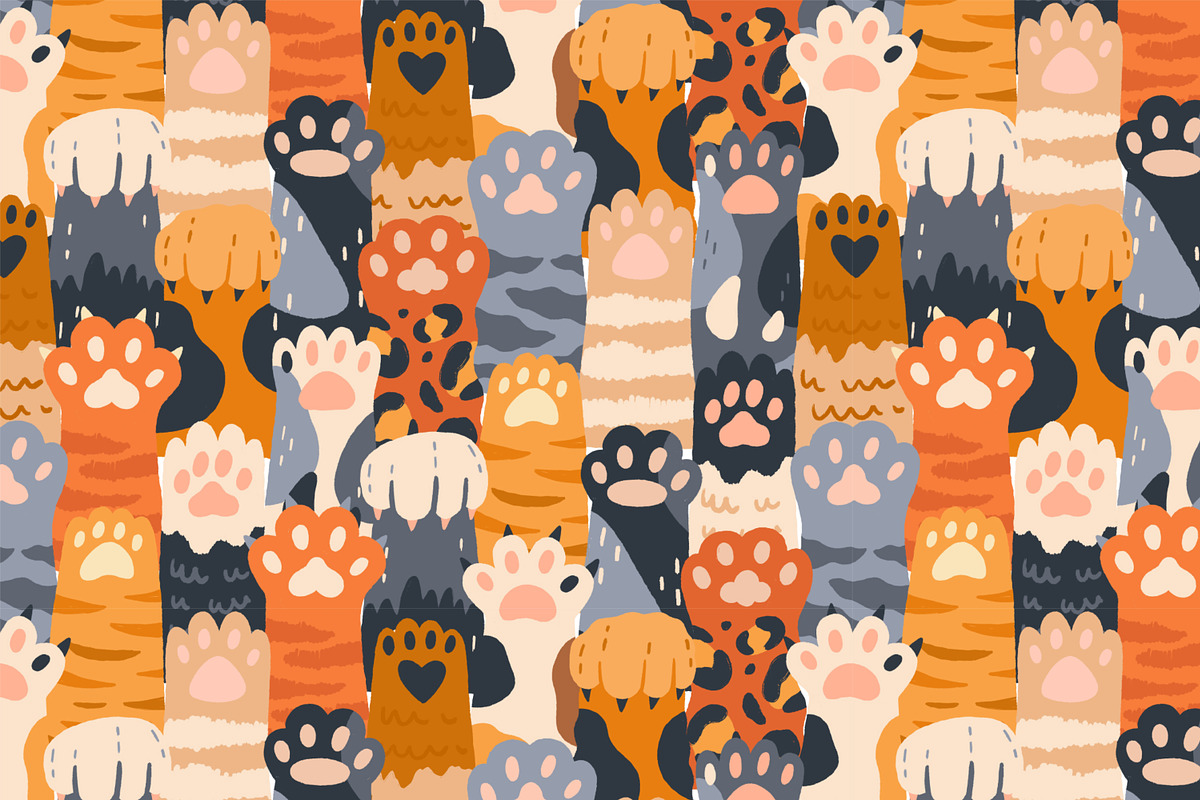 Cute cat paws seamless pattern, a Pattern Graphic by Good Studio