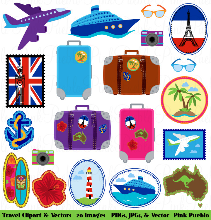 Travel Clipart and Vectors, a Transportation Illustration by PinkPueblo
