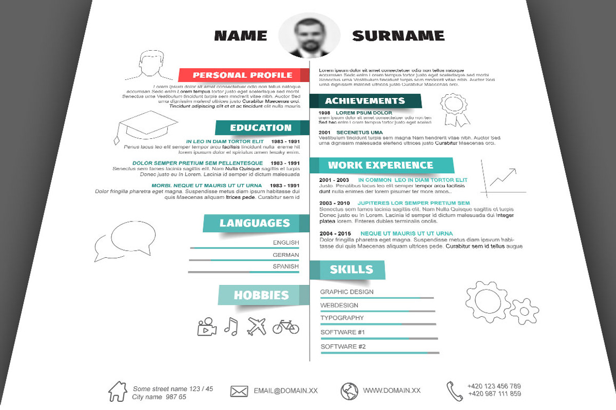 Horizontal Resume Template, a Resume Template by Orson
