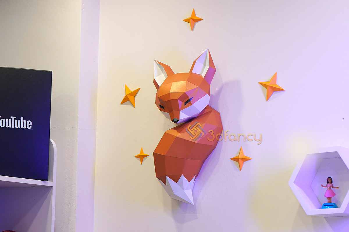 DIY 3D Fox Sleep Papercraft PDF, SVG