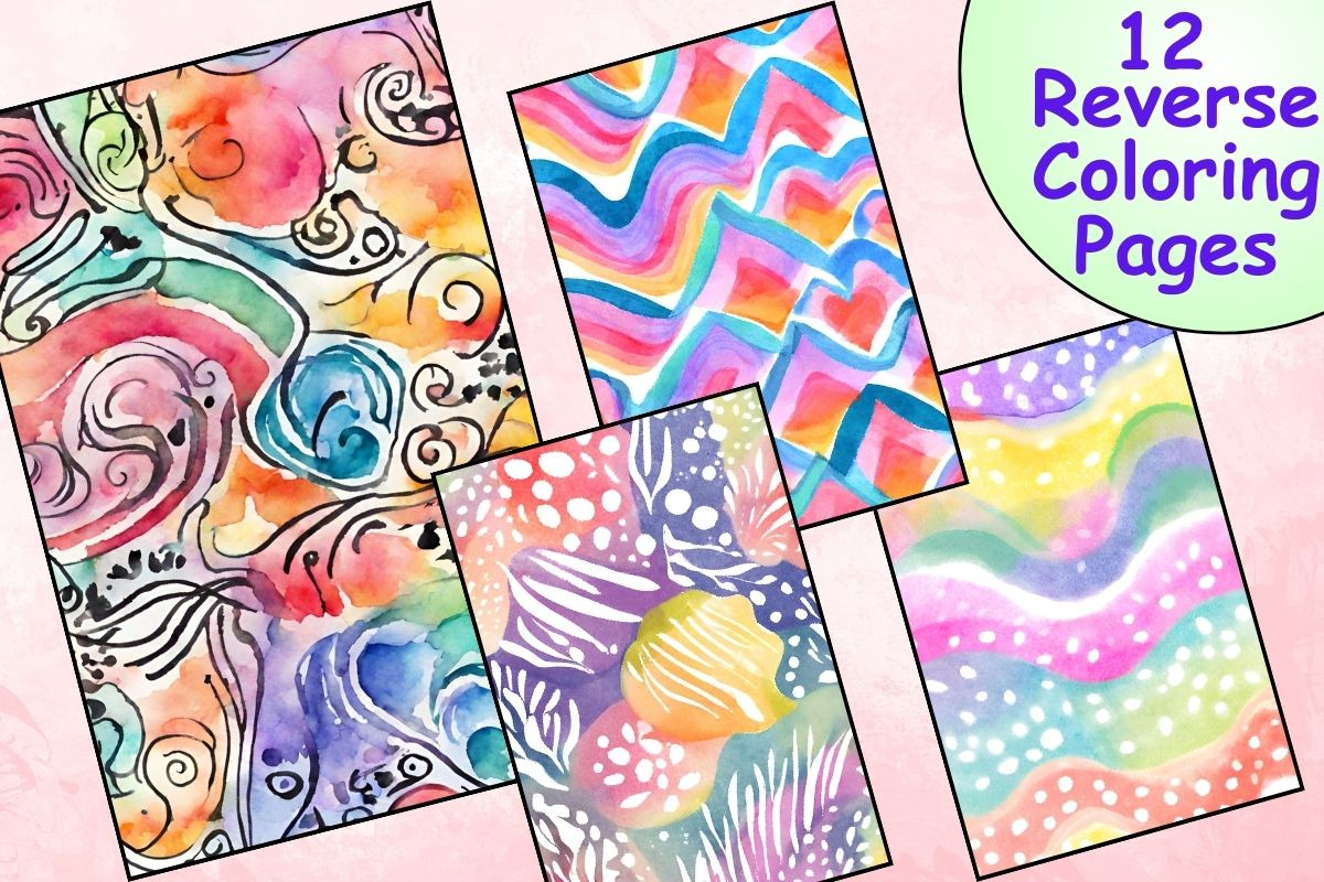 12 Patterns Reverse Coloring Pages