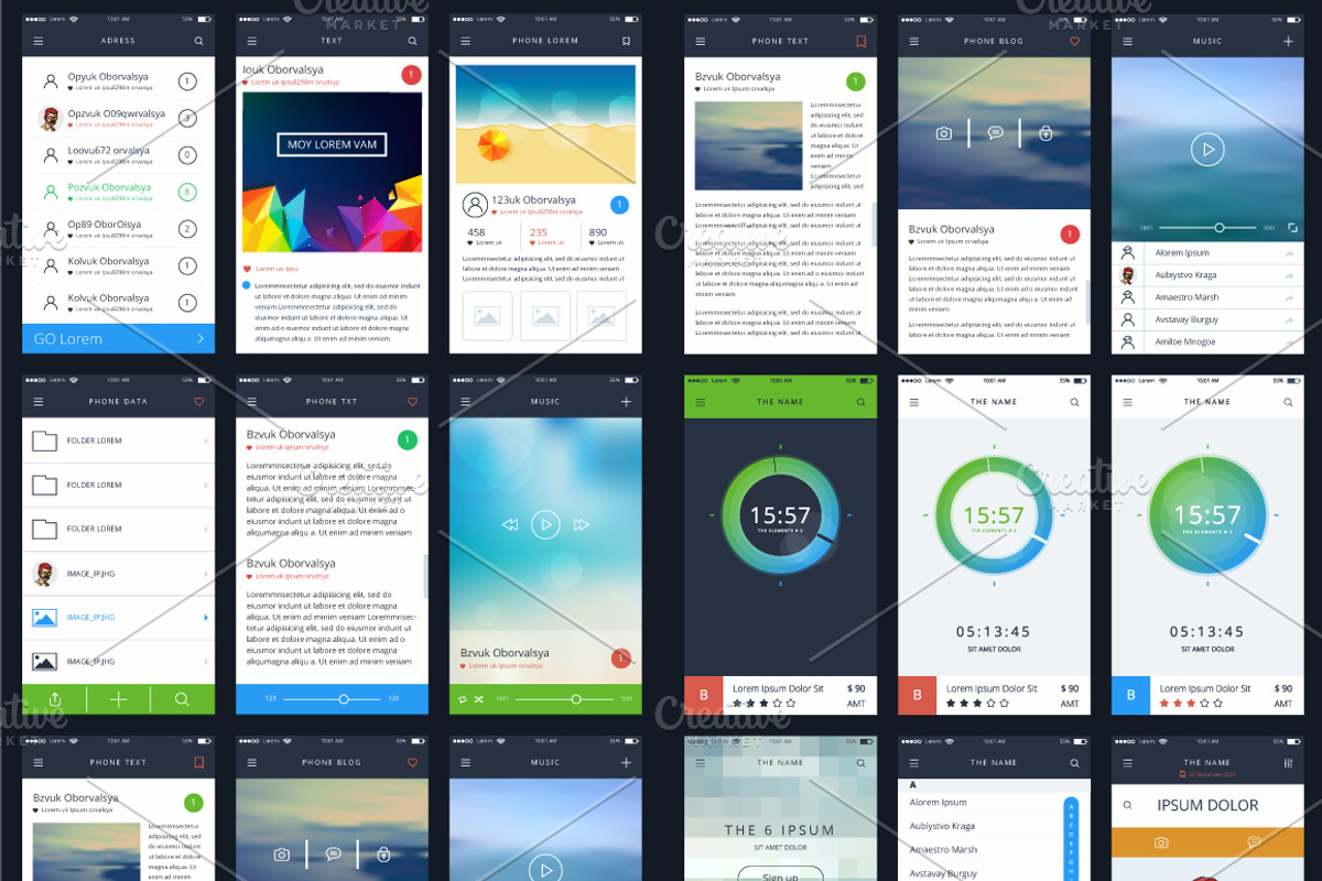 Vector Phone GUI Template, an UI Kit Template by fet