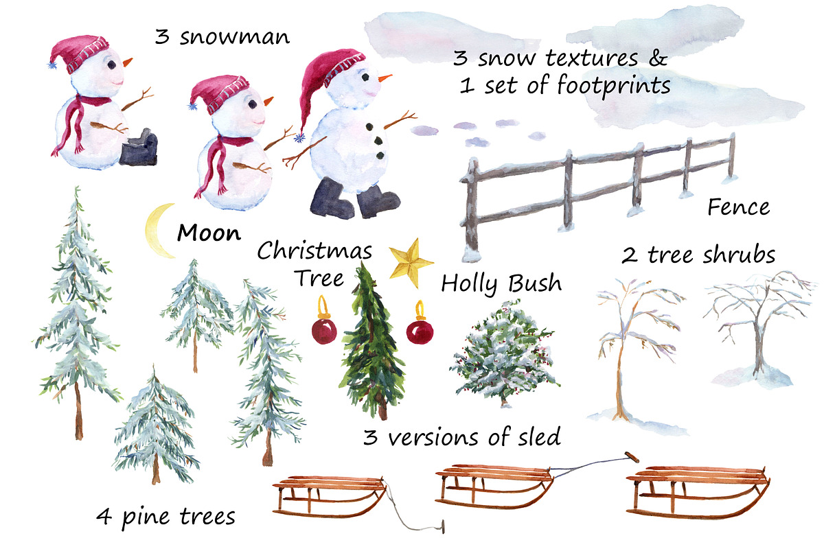 Frosty Fun Kit: Winter Clip Art, a Texture Illustration by Graphic Blue ...