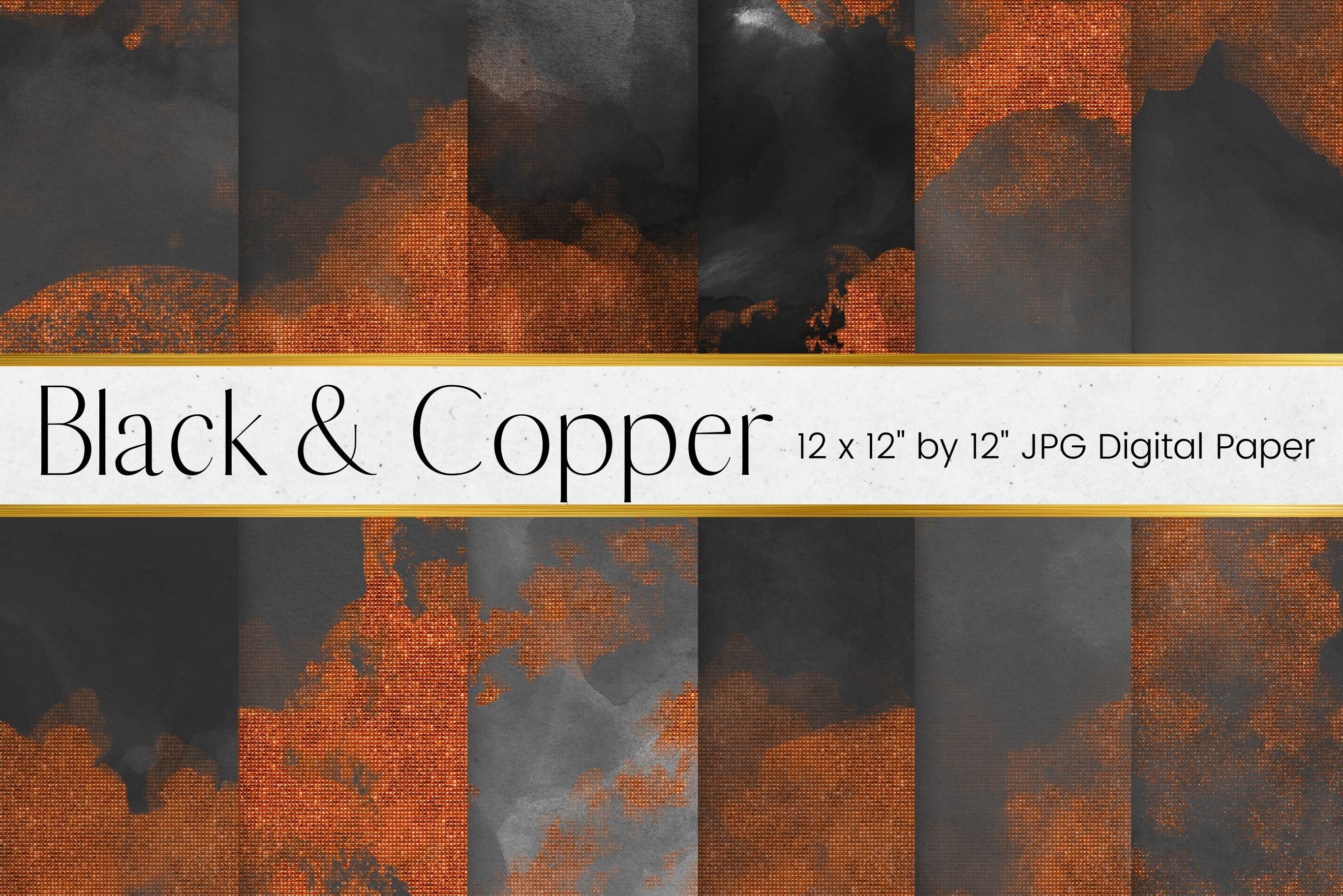 Black Watercolour and Copper Paper, a Texture Illustration by Pixafied