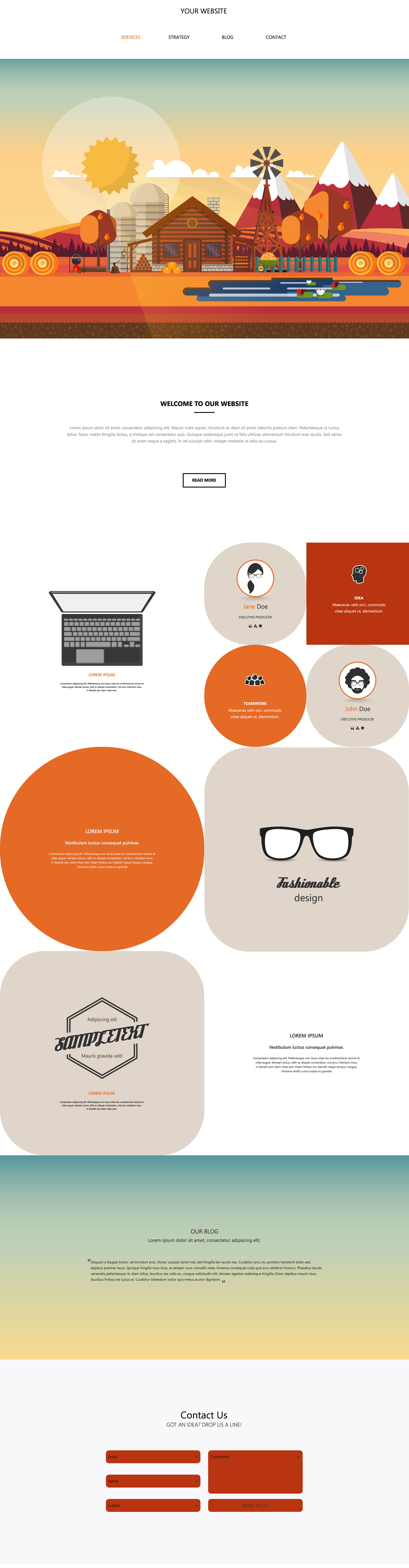 Autumn one page website template | Templates & Themes ~ Creative Market