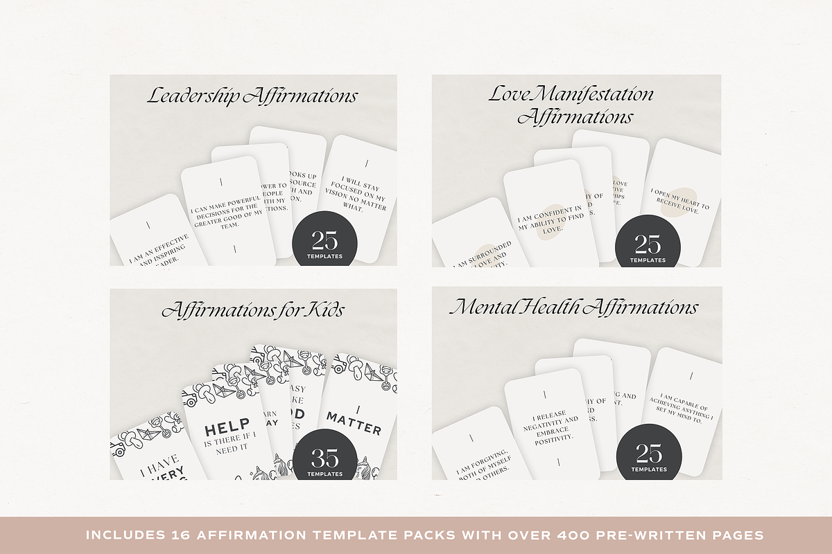 Affirmations Template Bundle Canva