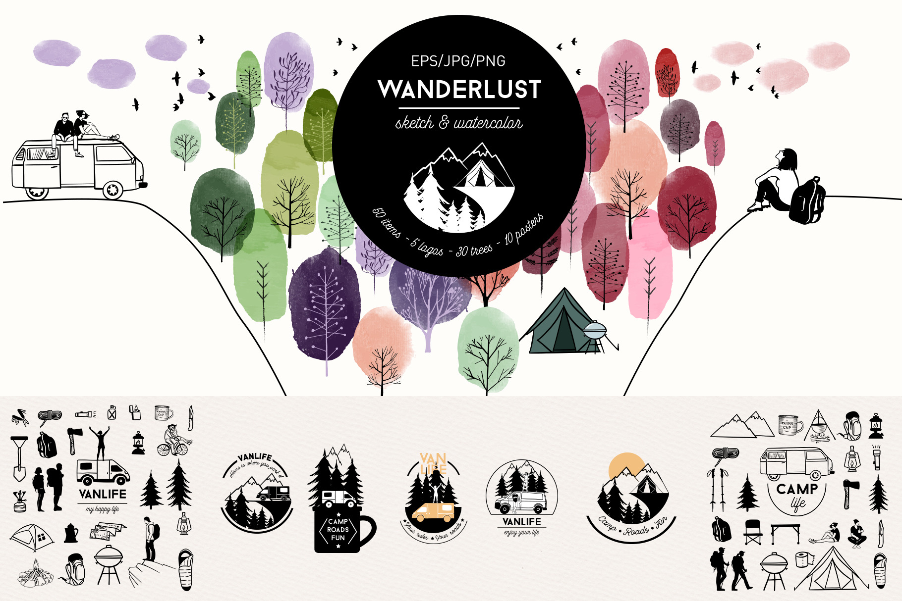 Wanderlust. Sketch and watercolor, an Illustration by Tatiana Davidova