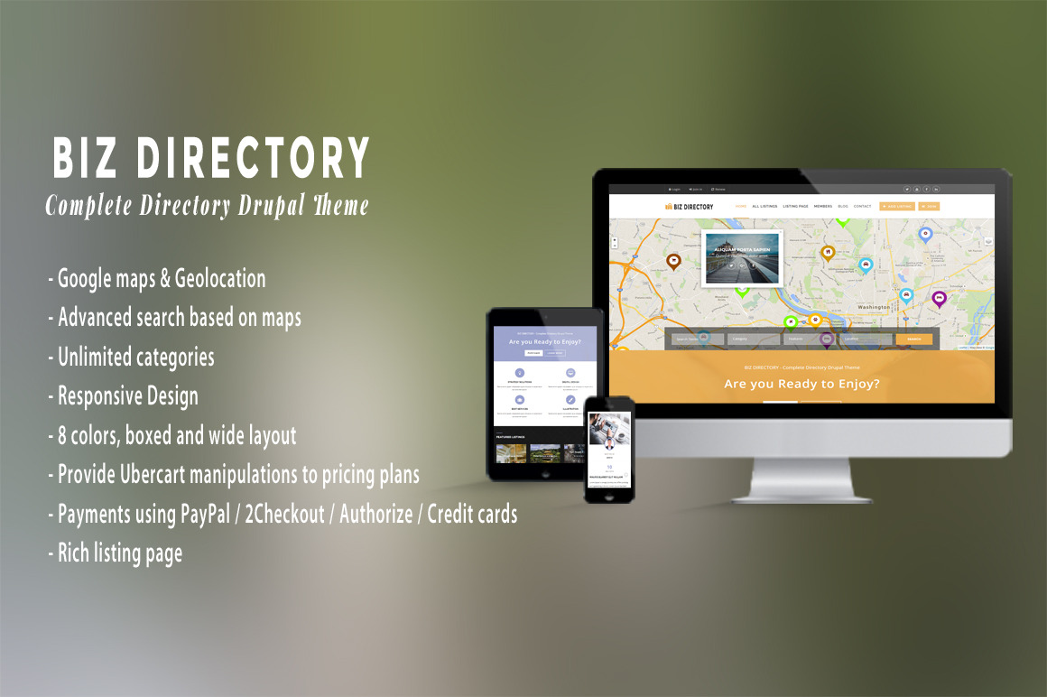 BIZ DIRECTORY - Drupal Theme, a Websites & App Template by Bahnal Themes
