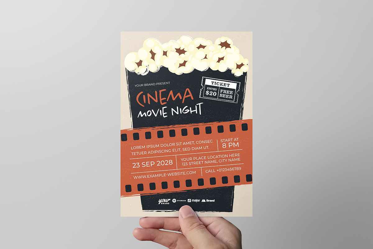 Cinema Night Flyer Template, a Flyer Template by BrandPacks