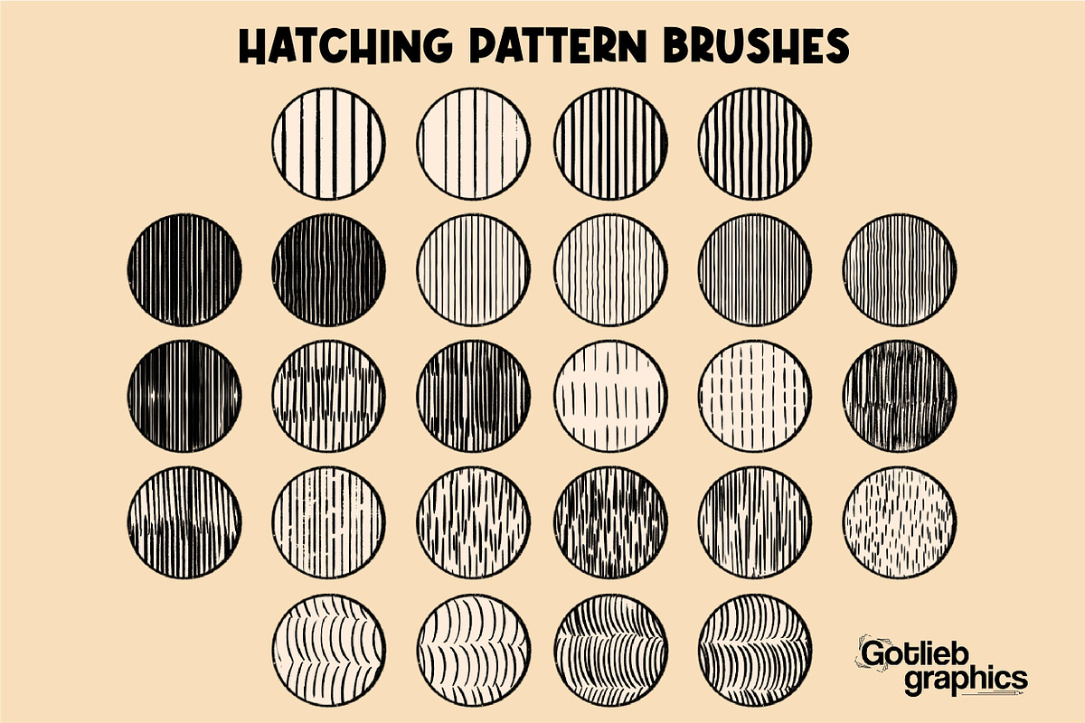 Procreate Hatching Brushes, Pattern, a Brush Add-On by Gotlieb Graphics