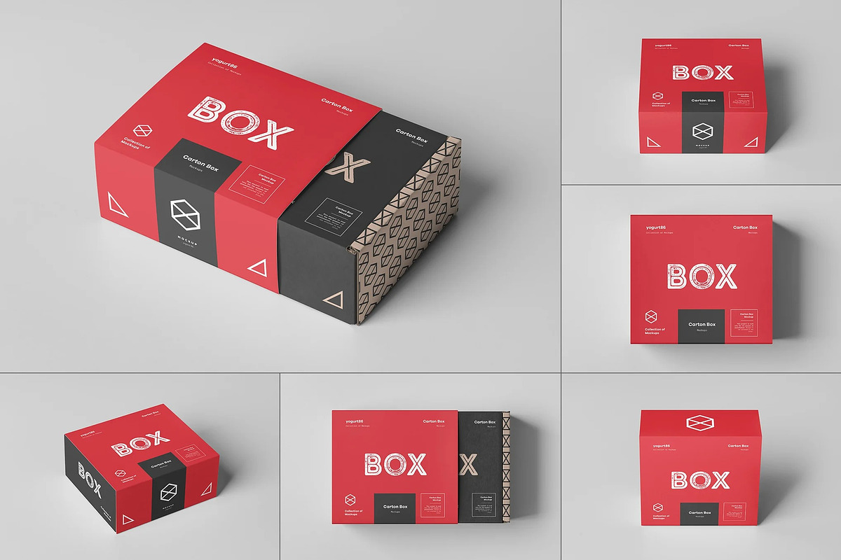 Carton Box Mockup 95x85x42 & Wrapper