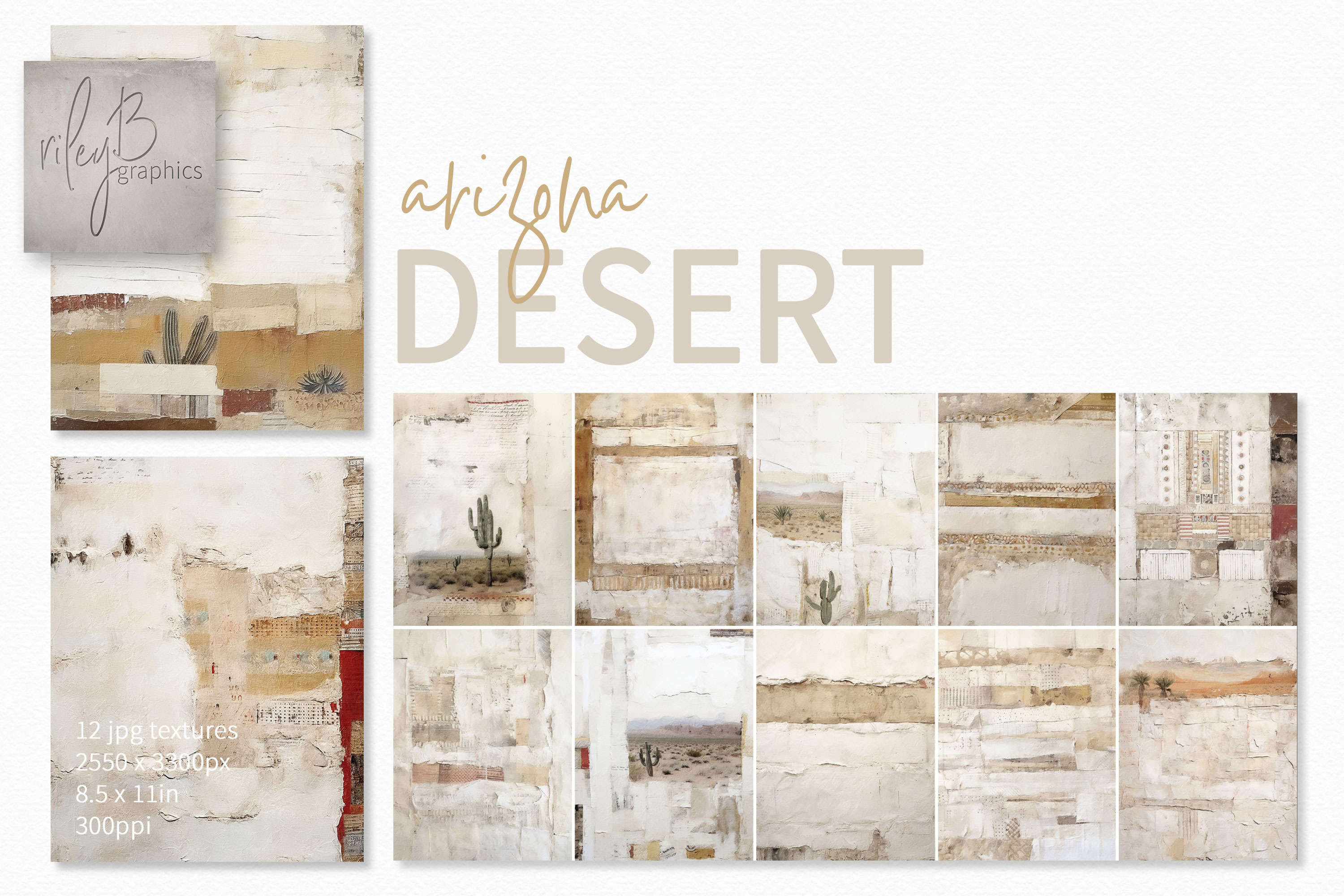 Arizona Desert Collage Paintings