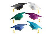 Graduate student caps collection in | Education Illustrations ...