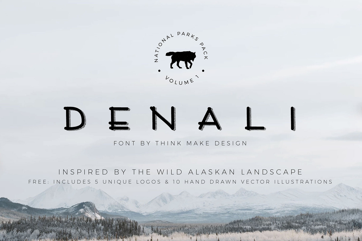 Denali Font, Illustrations, & Logos!, a Serif Font by Midnight Grim