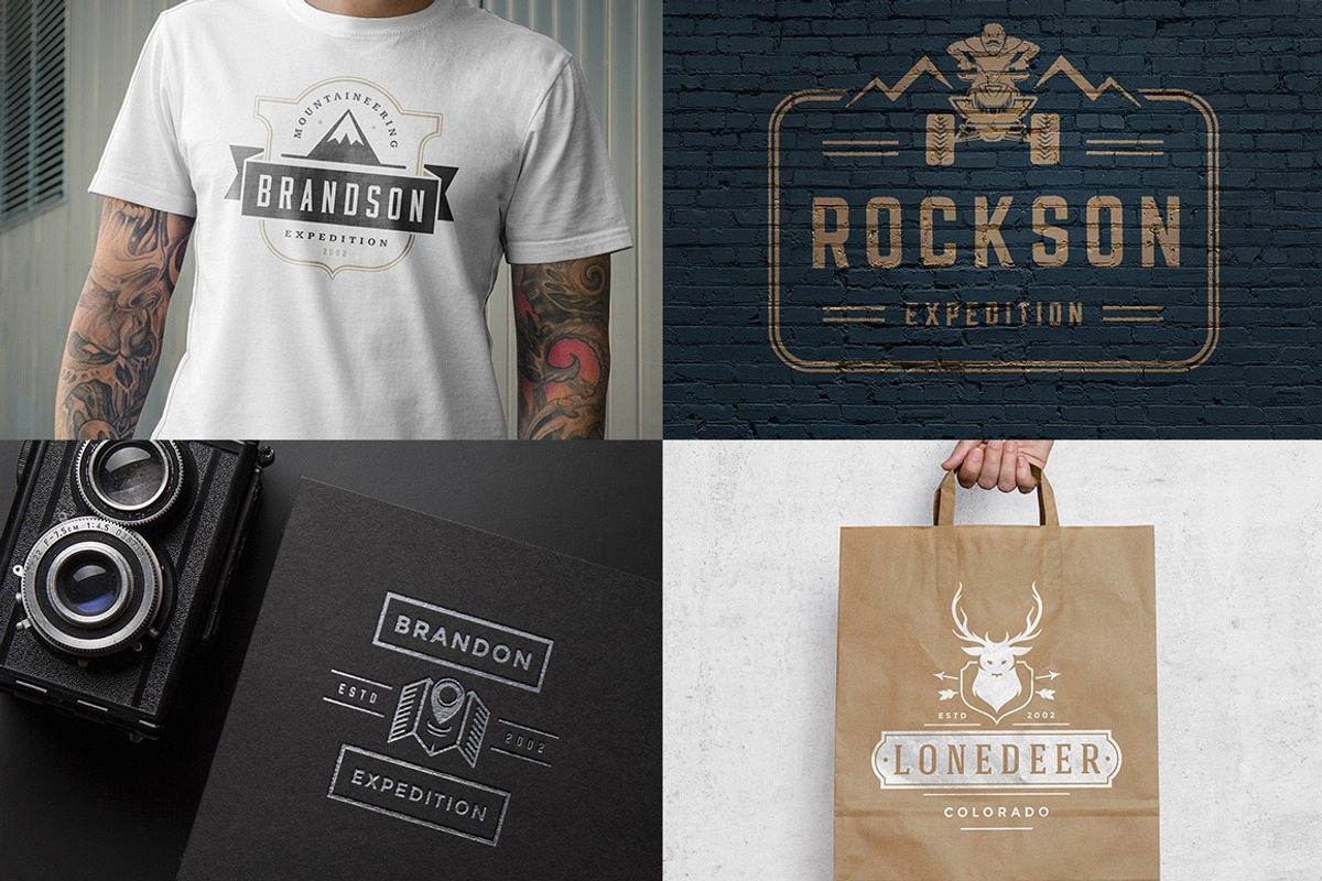 50 Outdoor logos and badges, a Branding & Logo Template by Vasya Kobelev