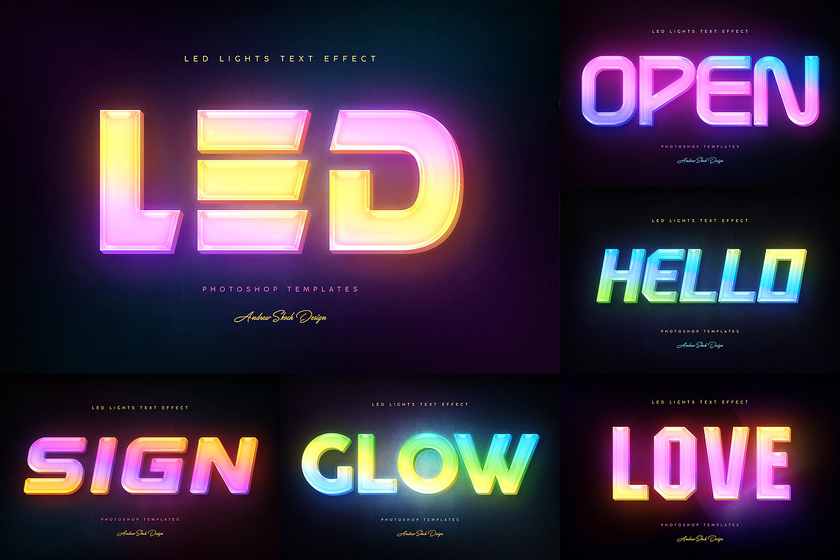 Led Lights Text Effects, a Layer Style Add-On by Andrew Skoch Design