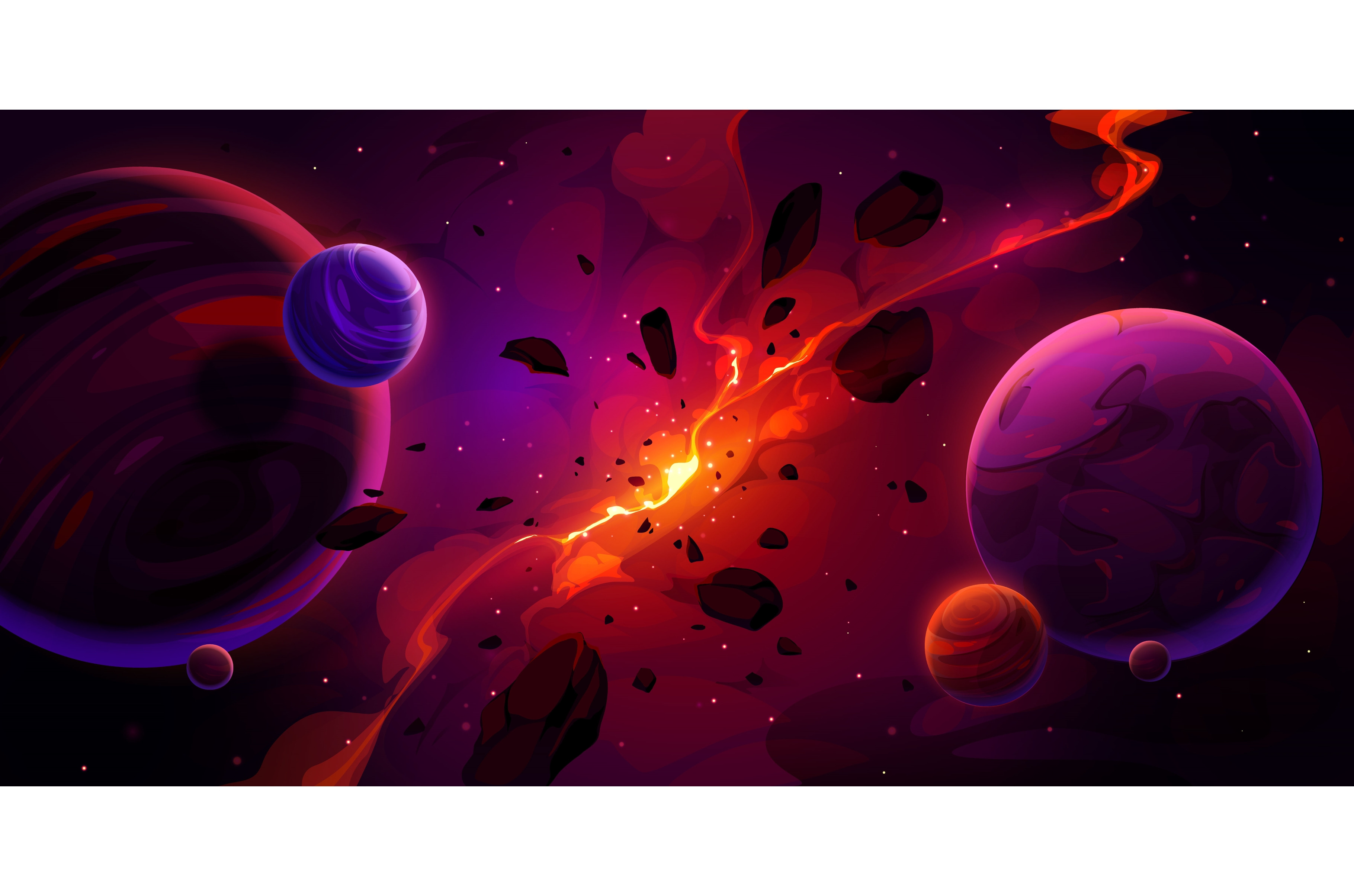 Outer space background with planets, an Illustration by art PVP - market