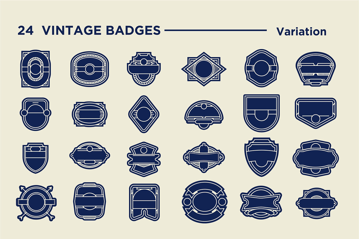 46 Unique and Cool Vintage Badges, an Object Graphic by Edsterr