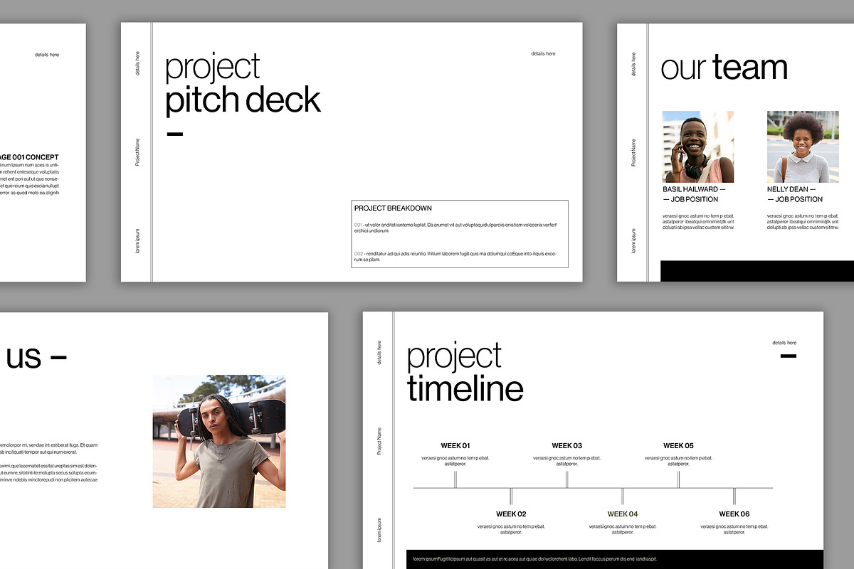 Black and White Pitch Deck Layout, a Presentation Template by wavebreak ...