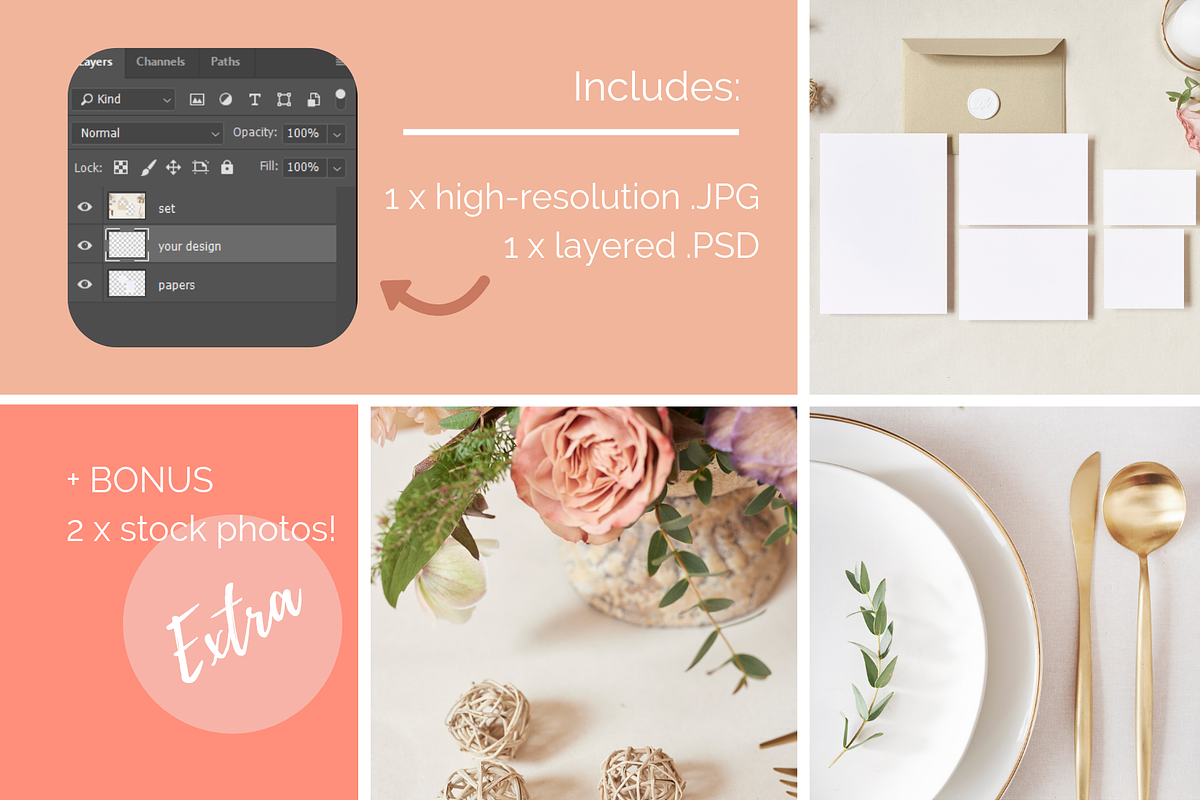 Wedding invitation set mockup mock, a Print Template by MockUpBrothers