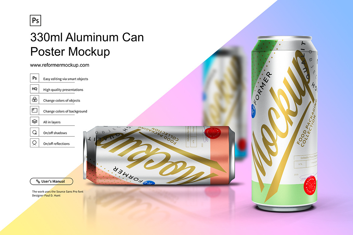 Aluminum Can Poster Mockup 330ml, a Packaging Mockup by Reformer Mockup