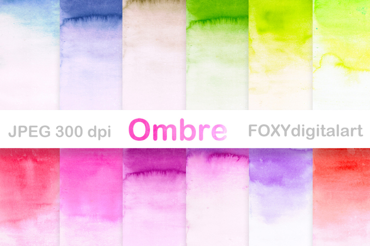 Watercolor ombre digital papers, an Illustration by FOXYdigitalart