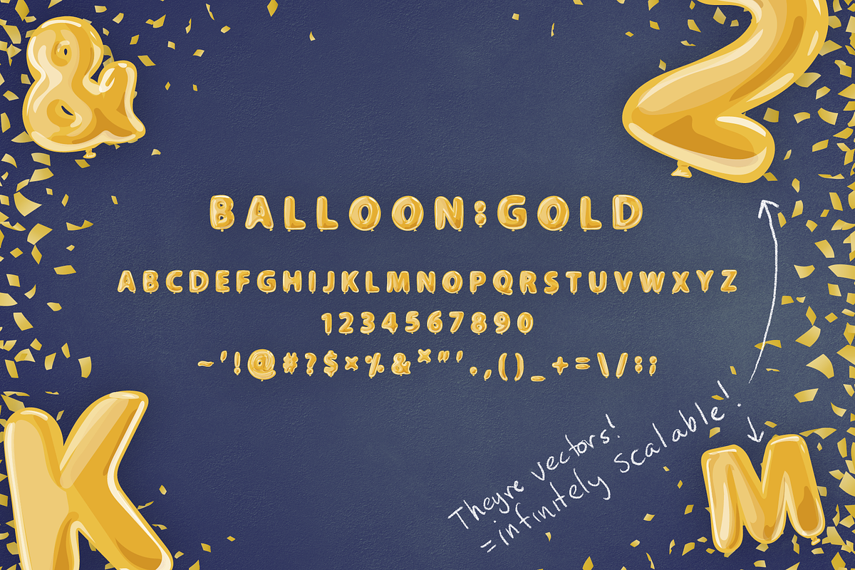Foil Balloon Font pink gold silver, a Font by Jeffry Macpherson Visuals
