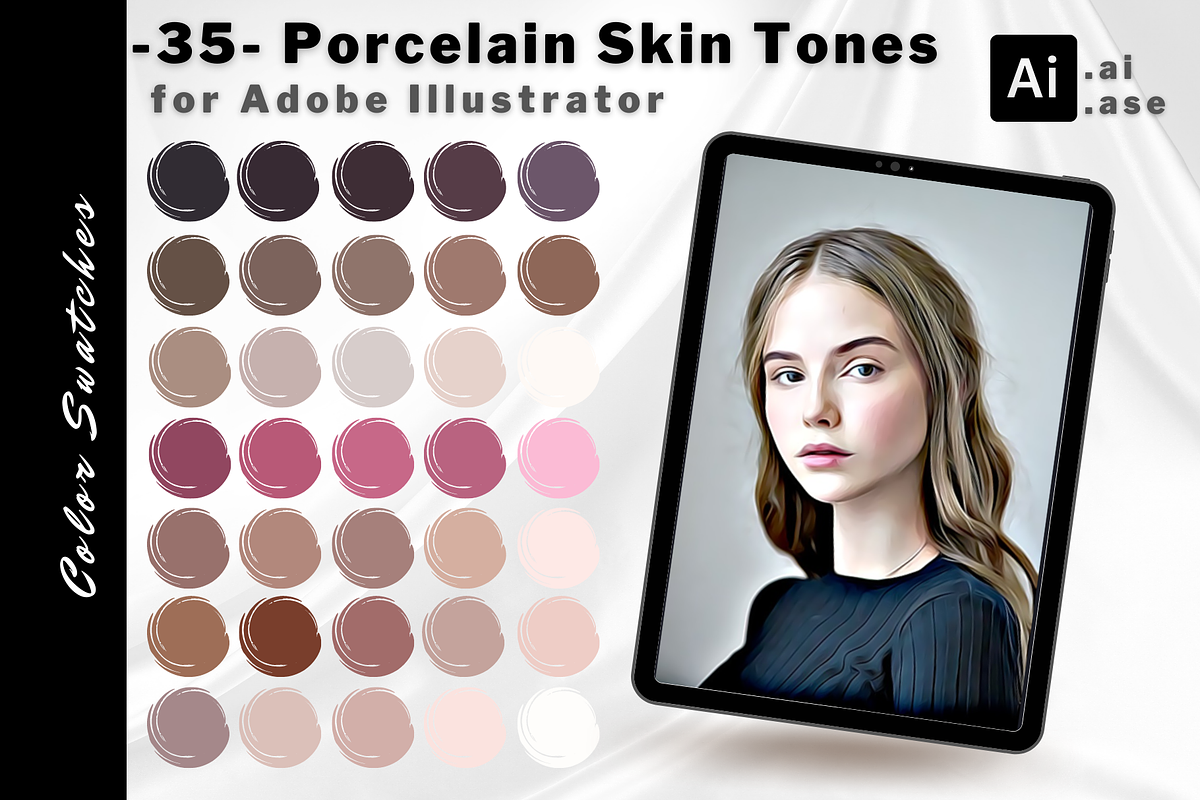 Porcelain Skin Tones Color Swatches AI