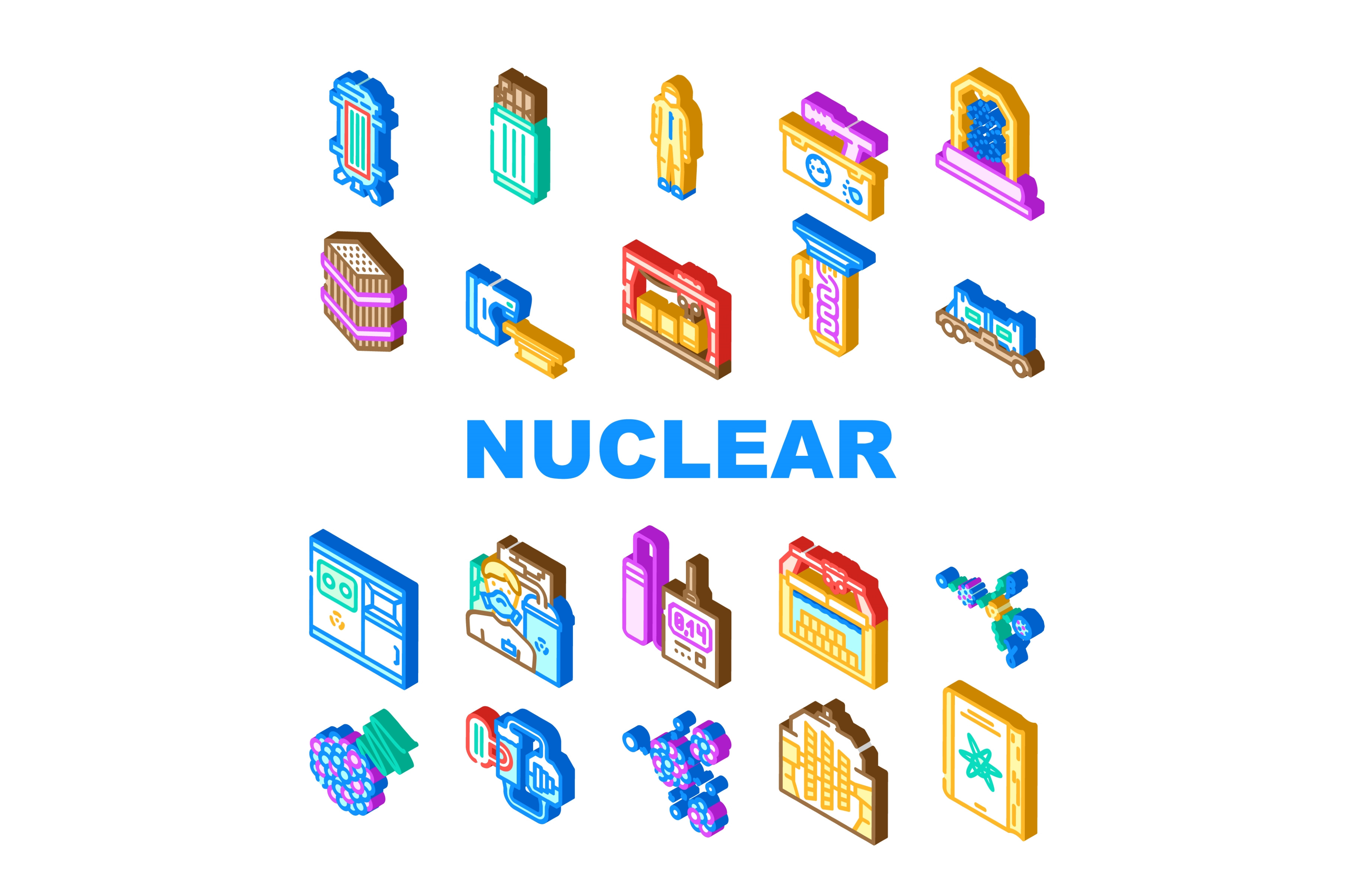 nuclear energy power reactor icons, an Illustration by pikepicture