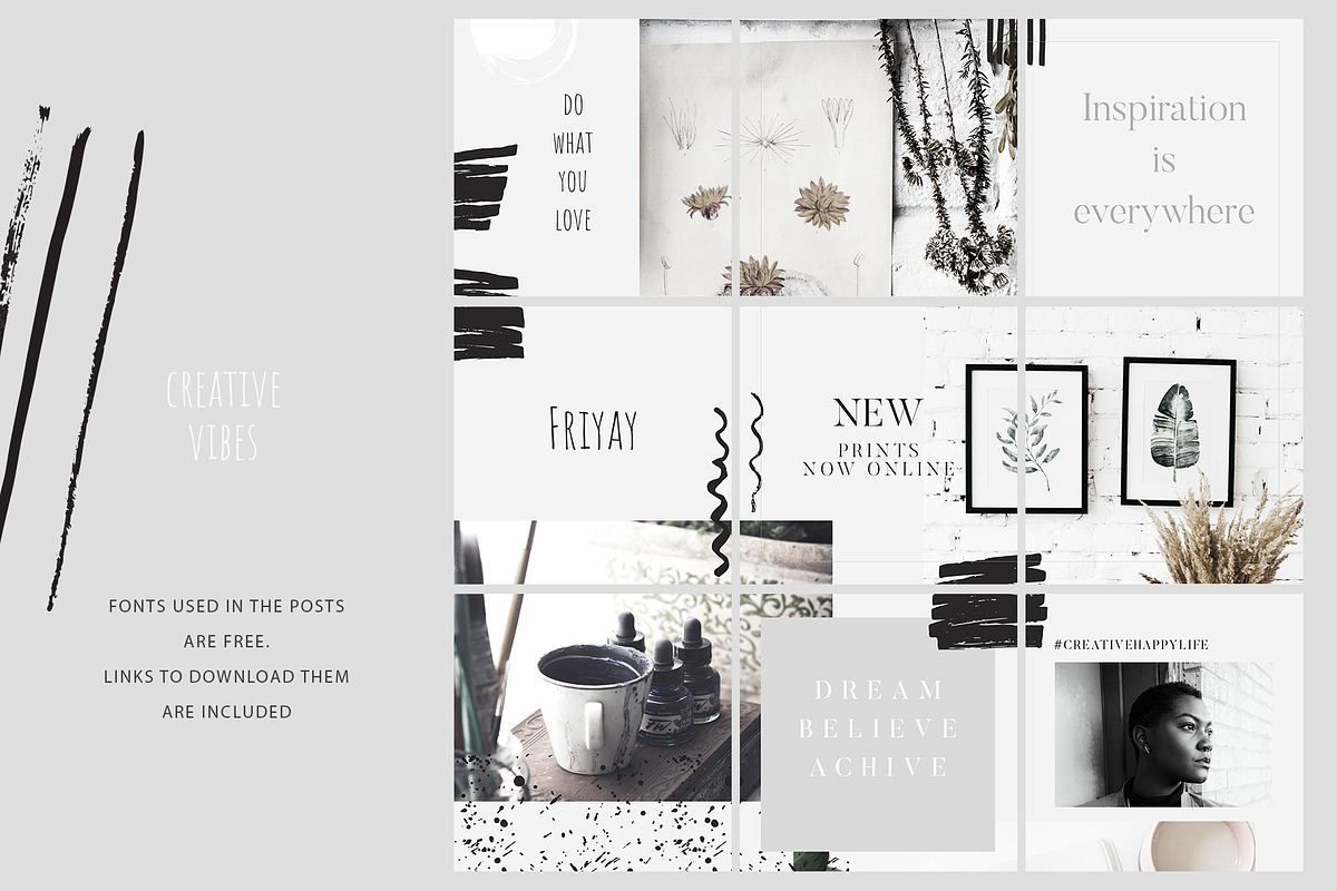 Instagram Puzzle Posts Templates Set