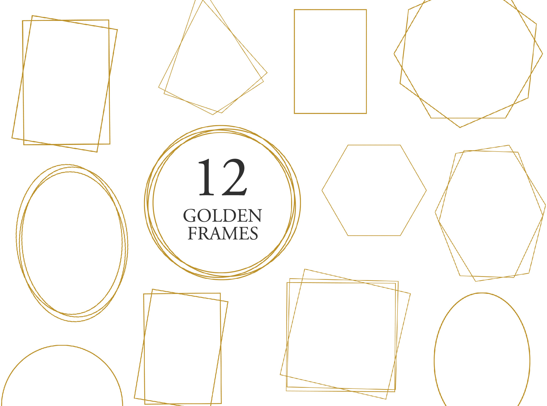 Geometric Golden Frames, an Object Graphic by OliaGraphics