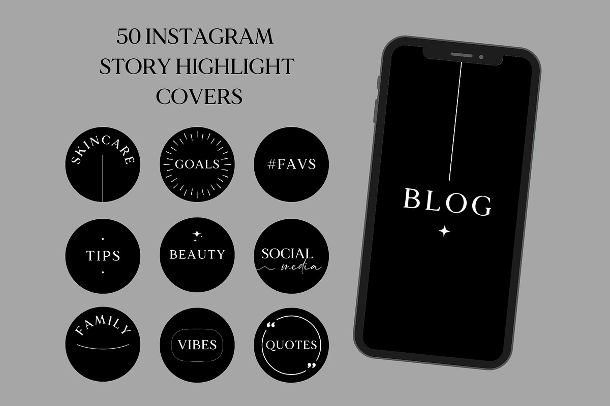 Black Instagram Highlight Covers, a Social Media Template by Boltik Studio