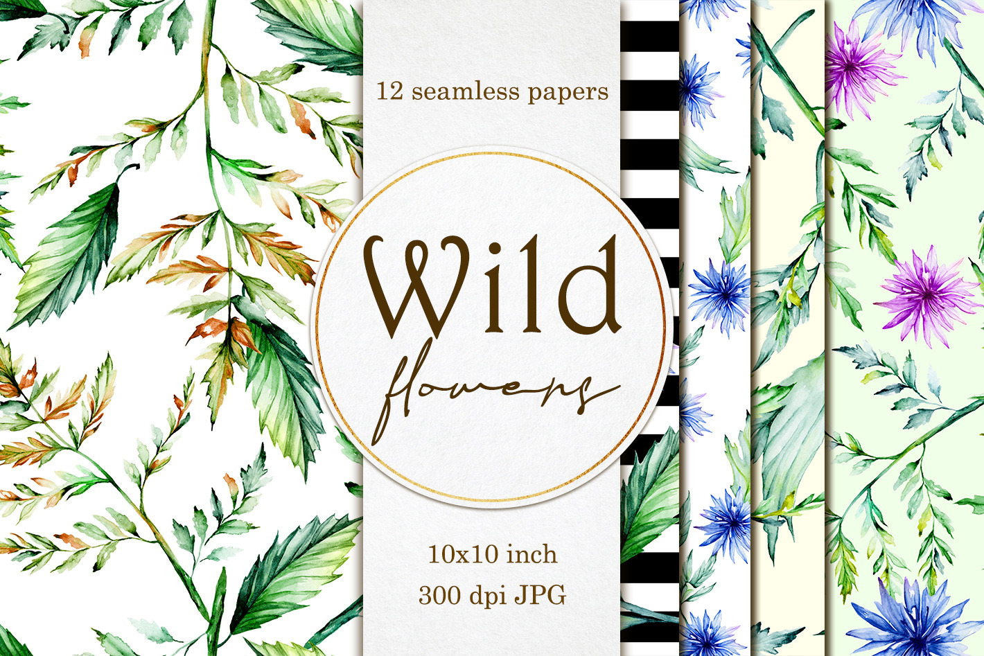12 Wild flowers seamless papers, a Pattern Graphic by PixelJungle