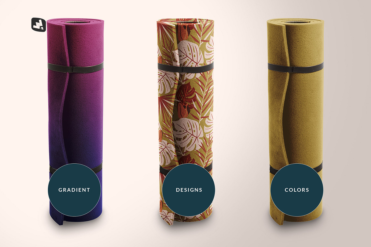Rolled Up Yoga Mat Set Mockup, a Product Mockup by Designertale