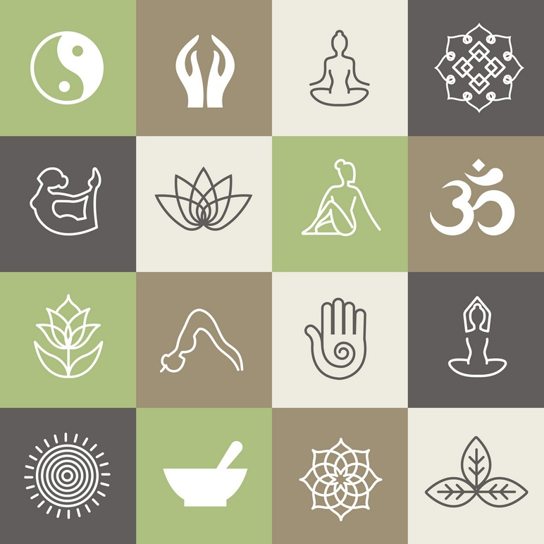 Yoga symbols and poses, an Icon by Microvector