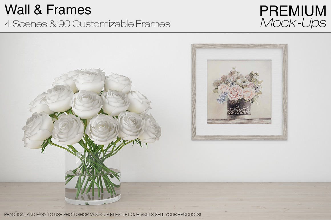 White Roses & 90 Frames, a Print Template by mock-ups | Creative Market