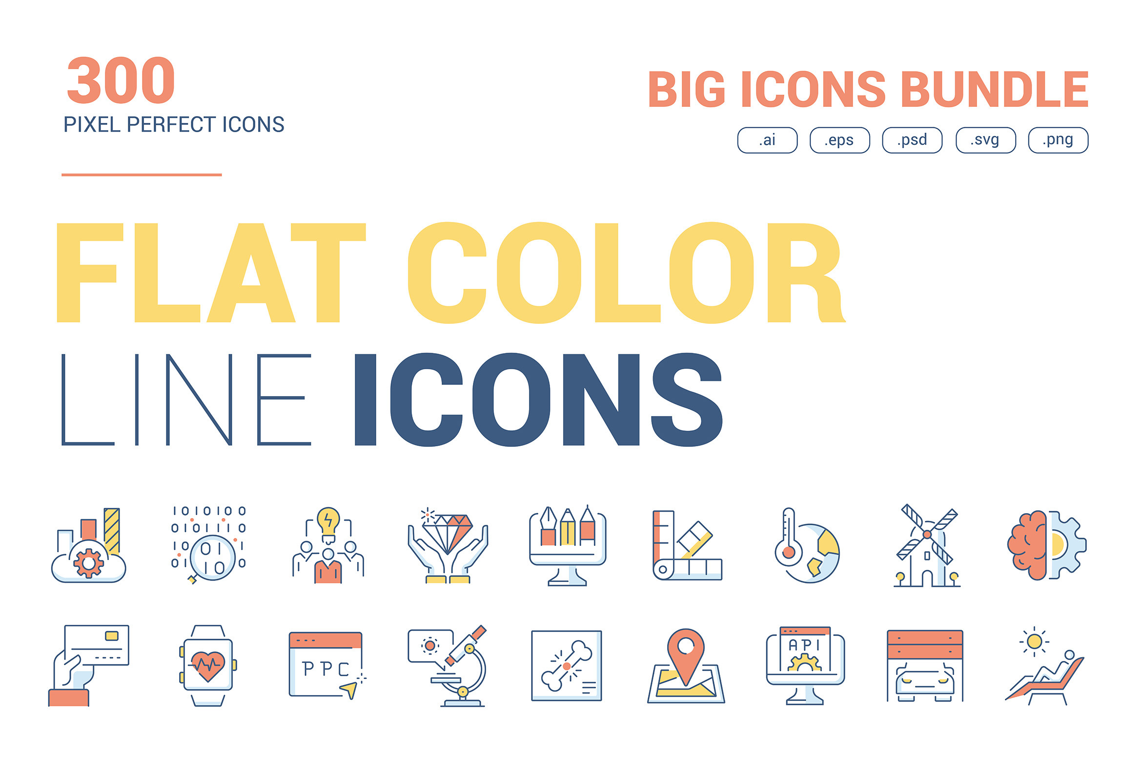 Set of flat line color icons bundle, an Outline Icon by Creative Graphics