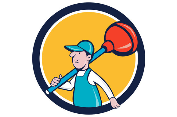 Plumber Carrying Plunger Walking Cir, an Illustration by patrimonio ...