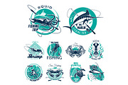 Vector fish symbols for fishing trip icons | Food Illustrations ...