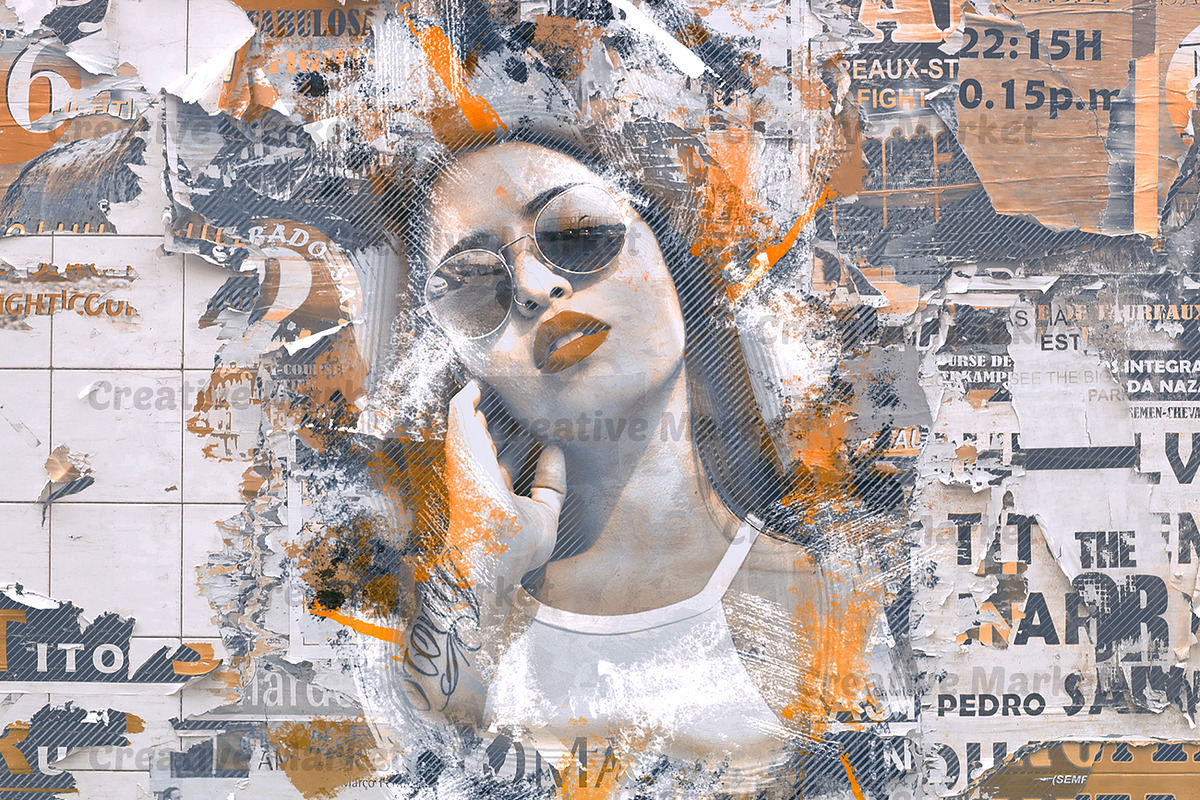 Collage Art Photoshop Action, an Action Add-On by Studio Retouch ...