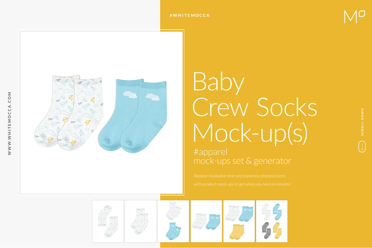 Baby Crew Socks Mock-ups Set, an Apparel Mockup by Mocca Mockups Store