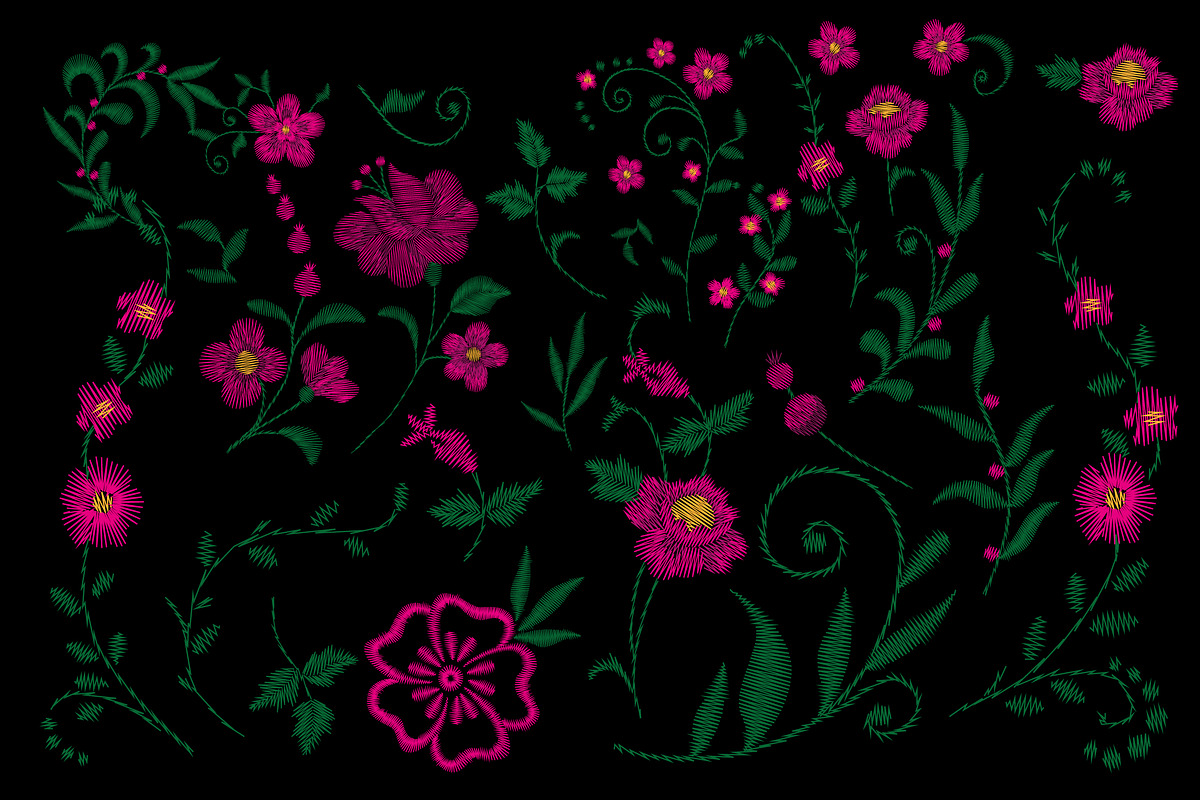 Traditional folk flower embroidery, a Decorative Illustration by ...