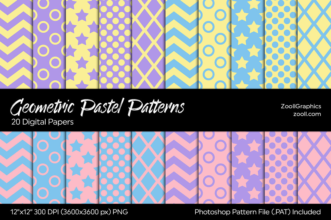 Geometric Pastel Digital Papers, a Pattern Graphic by ZoollGraphics