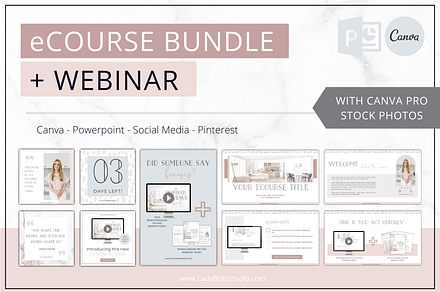 eCourse & Webinar Bundle | PPT Canva, a Presentation Template by Lady Boss Studio