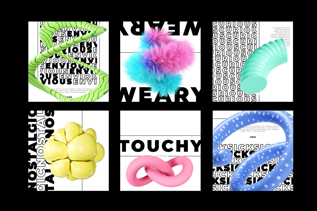 Funky Abstract 3D Shapes, Characters, a Graphic by LarysaZabrotskaya