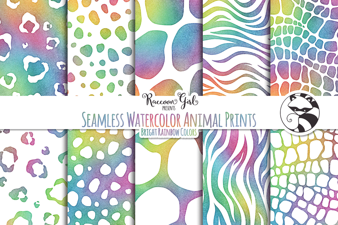 Seamless Watercolor Animal Prints br, a Pattern Graphic by RaccoonGirl ...