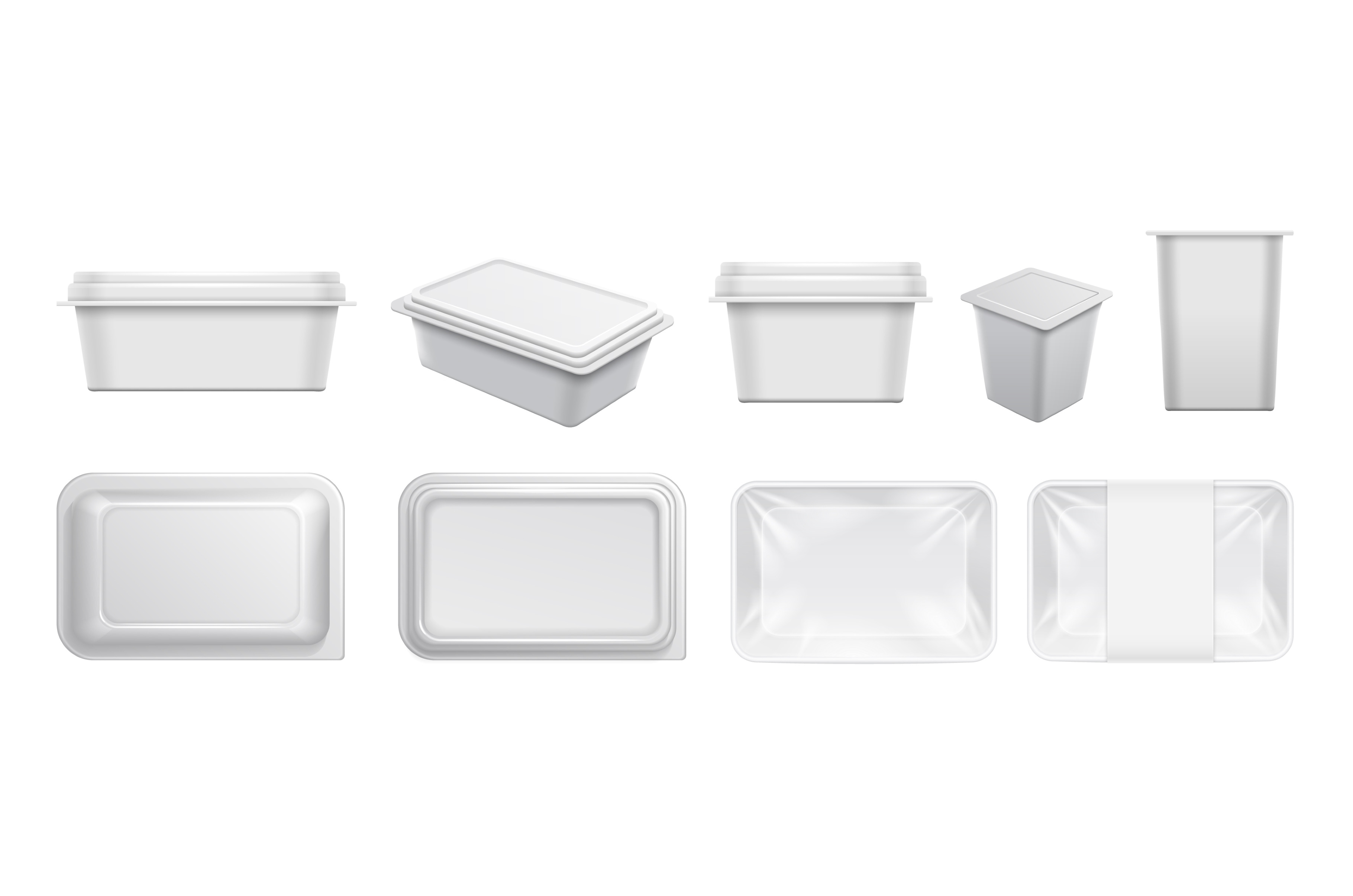 White plastic containers. Food, a Background Graphic by Valerie Bodnar