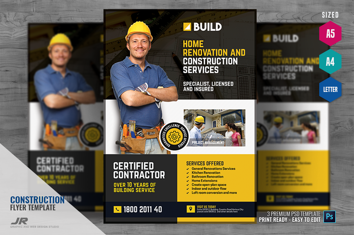 Construction Company Promo Flyer, a Flyer Template by PSDPixel ...